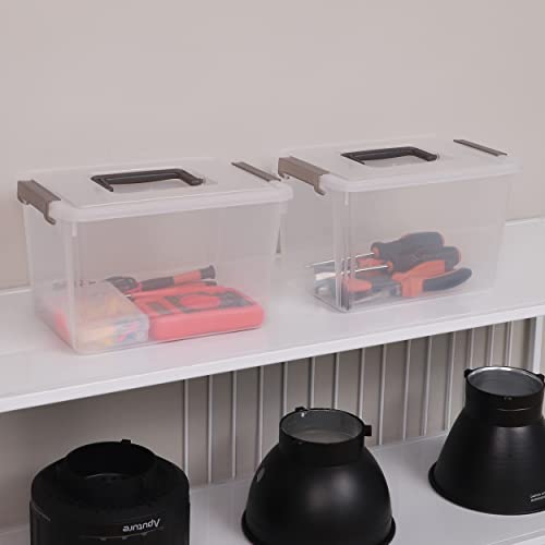 Citylife 8 Packs 5.3 QT Plastic Storage Bins with Latching Lids Clear Storage Box with Handle Stackable Storage Containers for Organizing Toys, Crafts, Legos, Tools