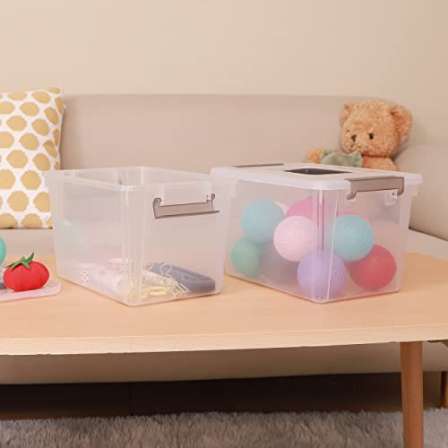 Citylife 8 Packs 5.3 QT Plastic Storage Bins with Latching Lids Clear Storage Box with Handle Stackable Storage Containers for Organizing Toys, Crafts, Legos, Tools