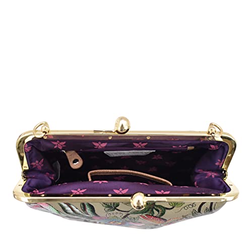 Anuschka Women’s Hand Painted Genuine Painted Leather Medium Frame Crossbody - Floral Passion