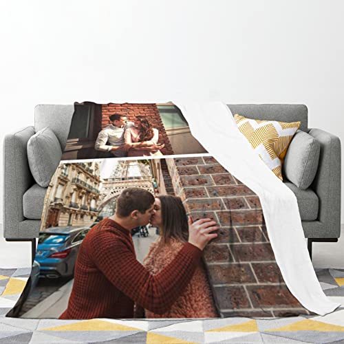 Customized Blankets with Photos Personalized Picture Collage Super Soft Throw Blanket for Family Friend Lover Birthday Christmas Wedding Gift Fits Couch Sofa Bedroom Living Room