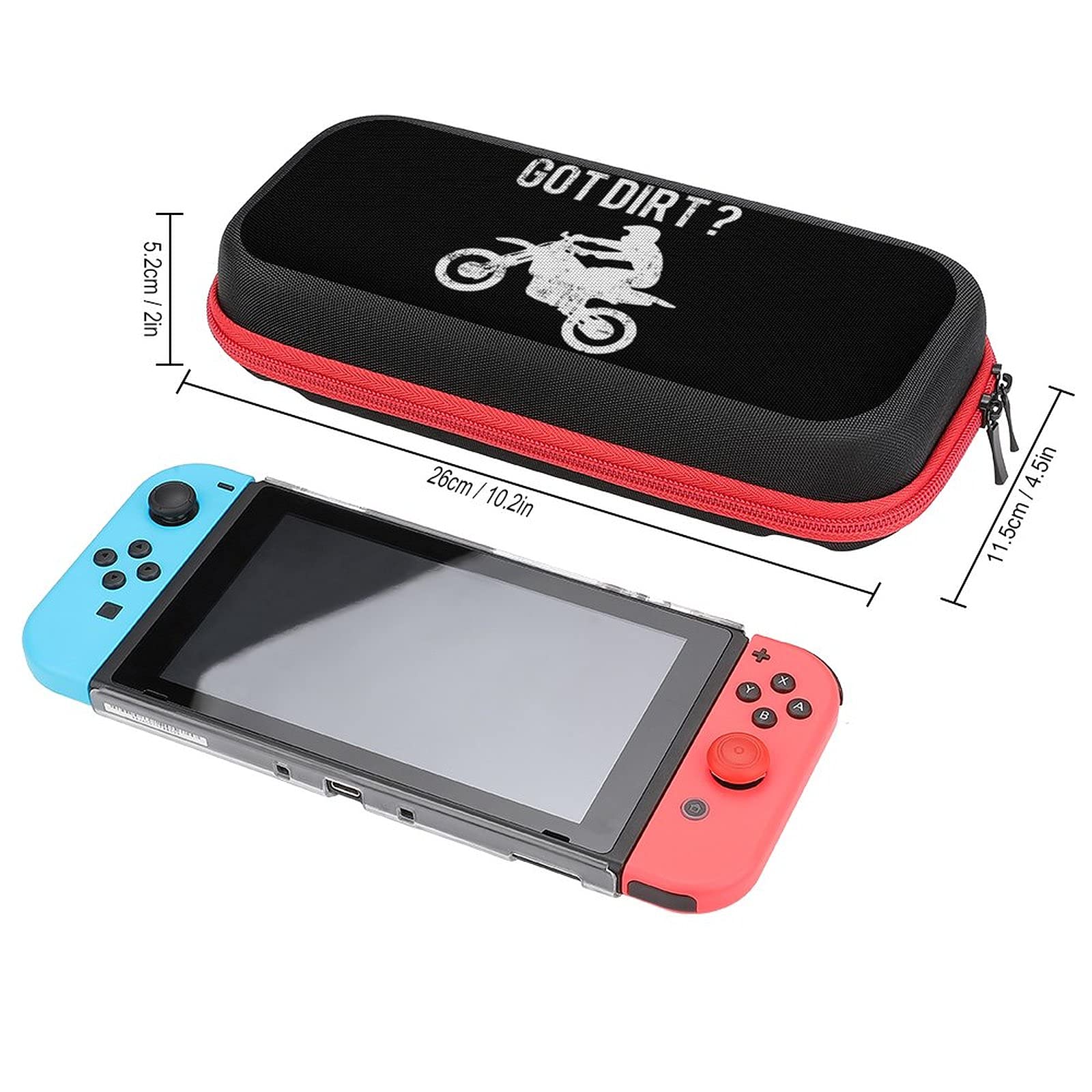 FunnyStar Got Dirt Bike Carrying Storage Cases for Nintendo Switch Protective Portable Hard Shell Pouch Carrying Travel Game Bag, White, One size