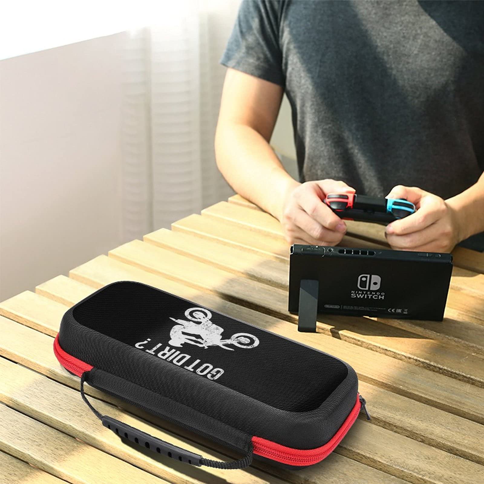 FunnyStar Got Dirt Bike Carrying Storage Cases for Nintendo Switch Protective Portable Hard Shell Pouch Carrying Travel Game Bag, White, One size