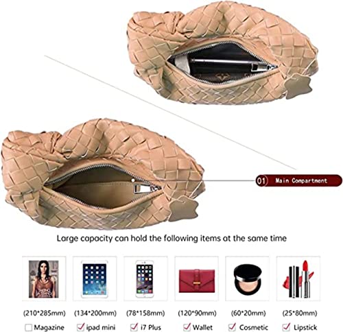 HDHTB Woven Handbag for Women Soft PU Leather Knoted Woven Shoulder Bag Fashion Designer Ladies Hobo Bag (green)