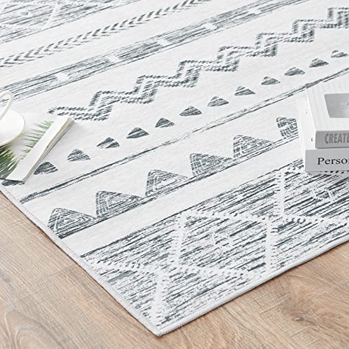 jinchan Runner Rug 2x5 Area Rug Hallway Boho Kitchen Rug Moroccan Floor Cover Bathroom Rug Geometric Bohemian Mat Black Foldable Thin Rug Dimond Non Slip Carpet for Living Room Bedroom Dining Room