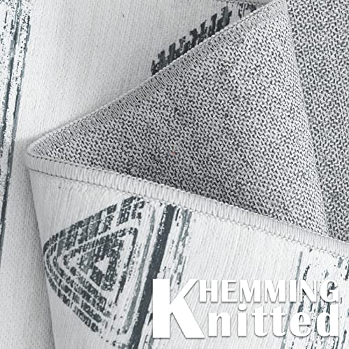 jinchan Runner Rug 2x5 Area Rug Hallway Boho Kitchen Rug Moroccan Floor Cover Bathroom Rug Geometric Bohemian Mat Black Foldable Thin Rug Dimond Non Slip Carpet for Living Room Bedroom Dining Room