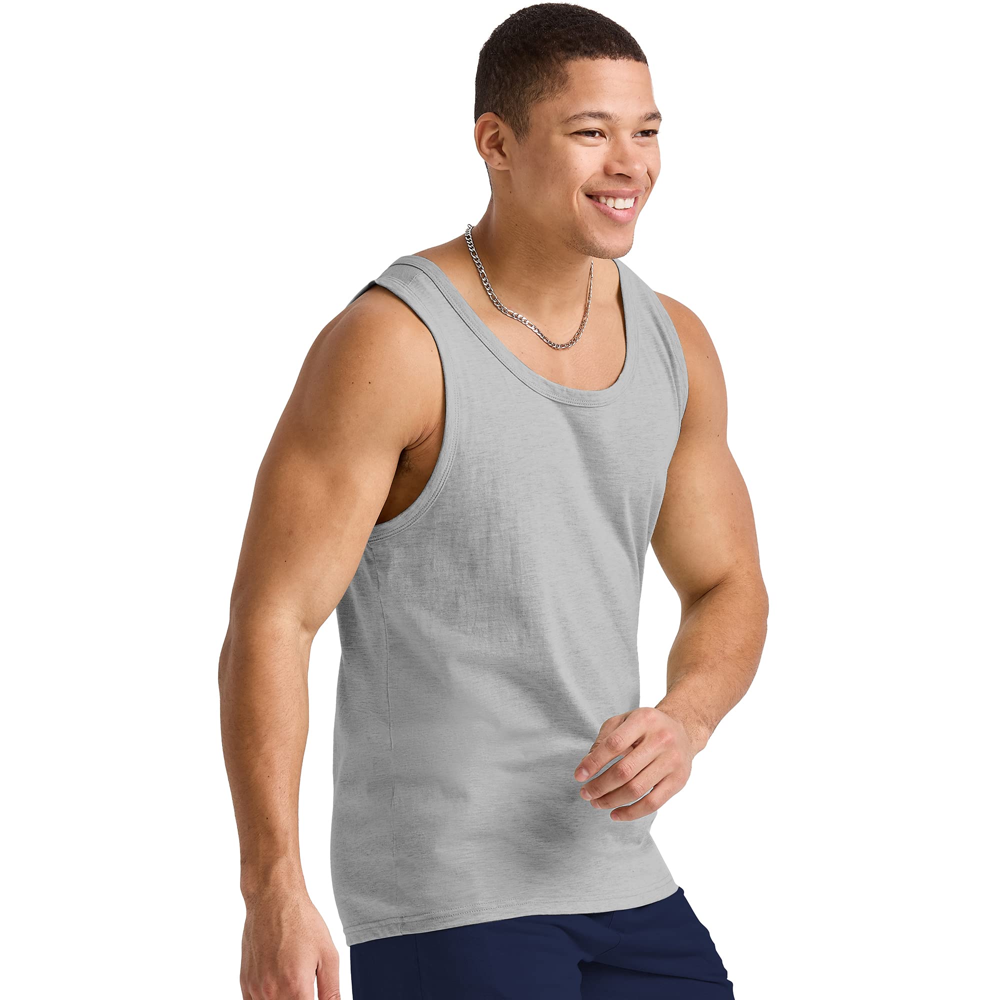 Hanes Comfortblend Originals Top, 100% Cotton Men, Sleeveless Tank Shirt, Light Steel, Small