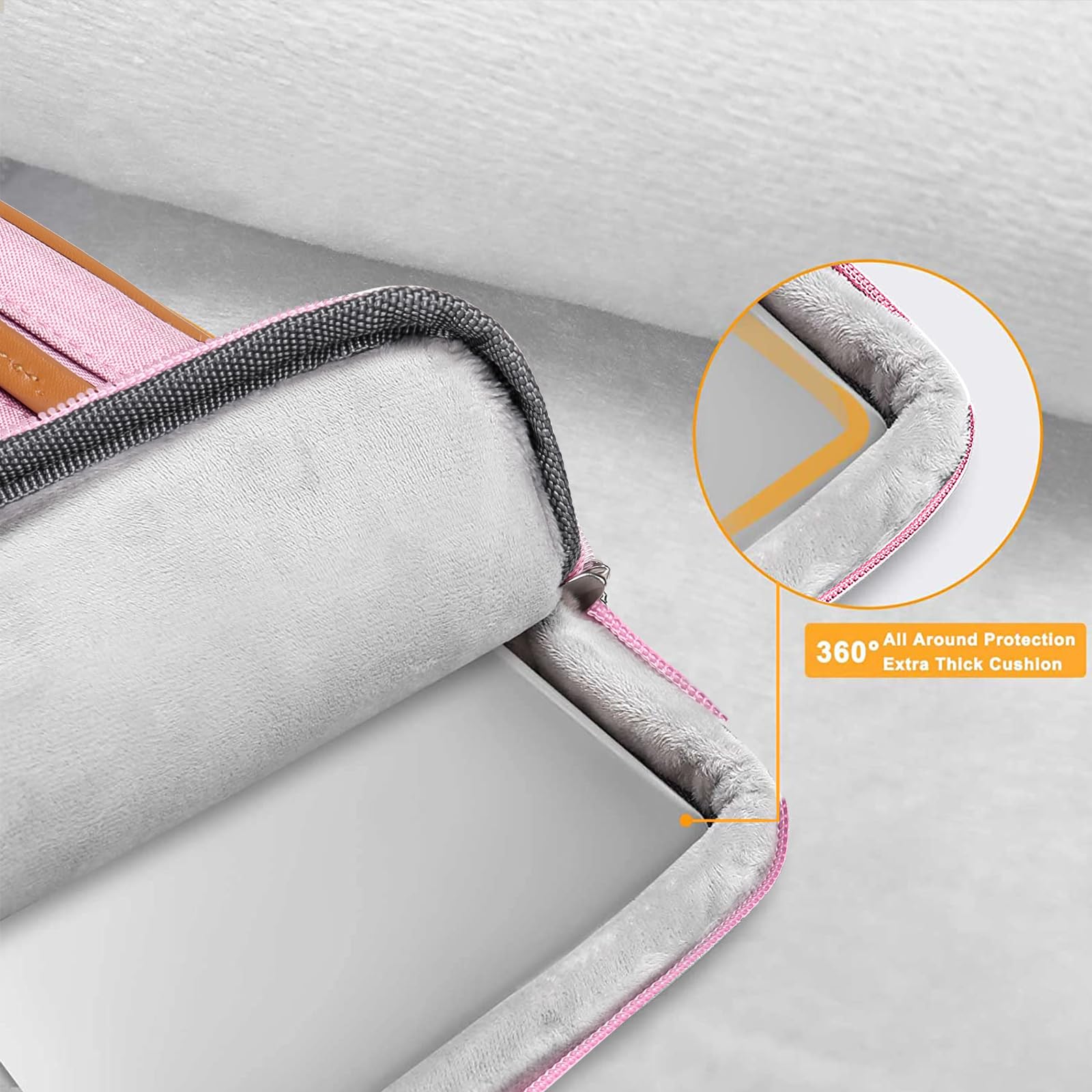 MOSISO 360 Protective Laptop Shoulder Bag,15-15.6 inch Computer Bag Compatible with MacBook Pro 16, HP, Dell, Lenovo, Asus Notebook,Side Open Messenger Bag with 4 Zipper Pockets&Handle, Pink