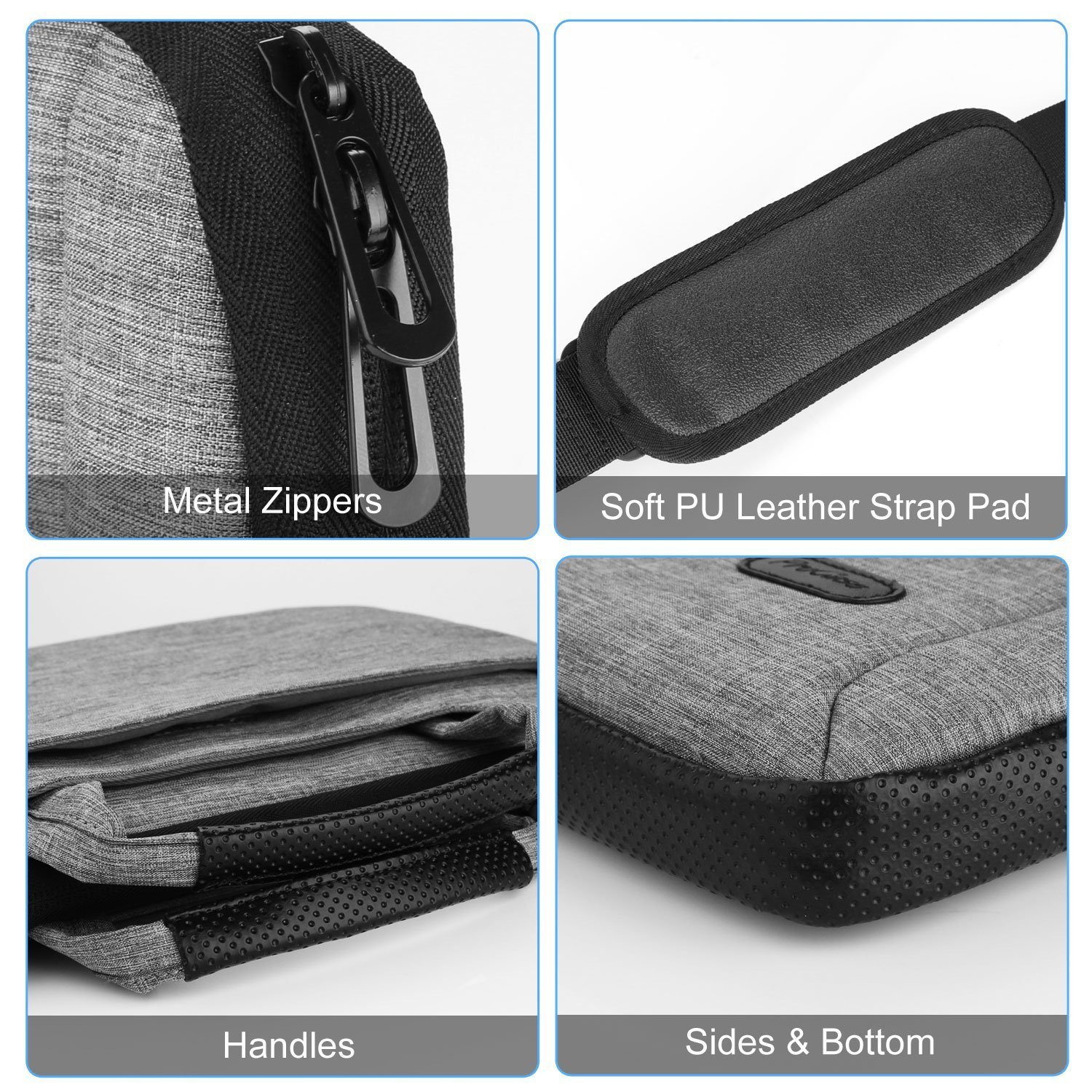 ProCase 14-15.6 Inch Laptop Bag Messenger Shoulder Bag Briefcase Sleeve Case for MacBook Pro 16" / Surface Book 3 15", 14 15 15.6 Inch Laptop Ultrabook Notebook MacBook Chromebook Computer –Grey