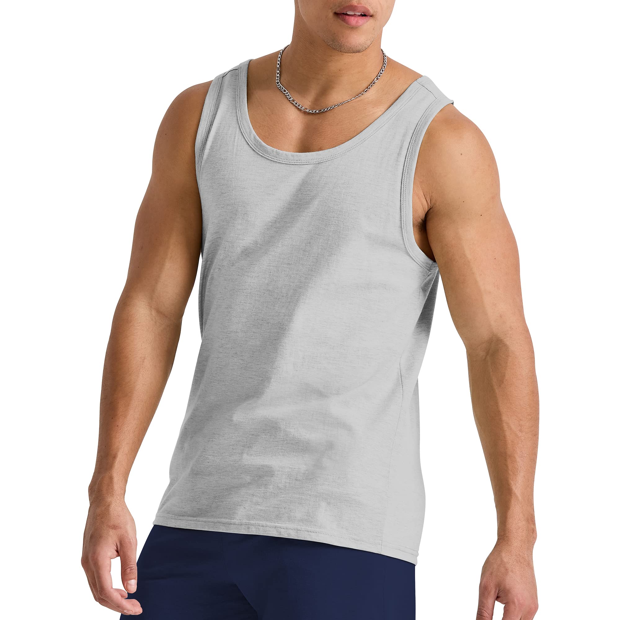 Hanes Comfortblend Originals Top, 100% Cotton Men, Sleeveless Tank Shirt, Light Steel, Small
