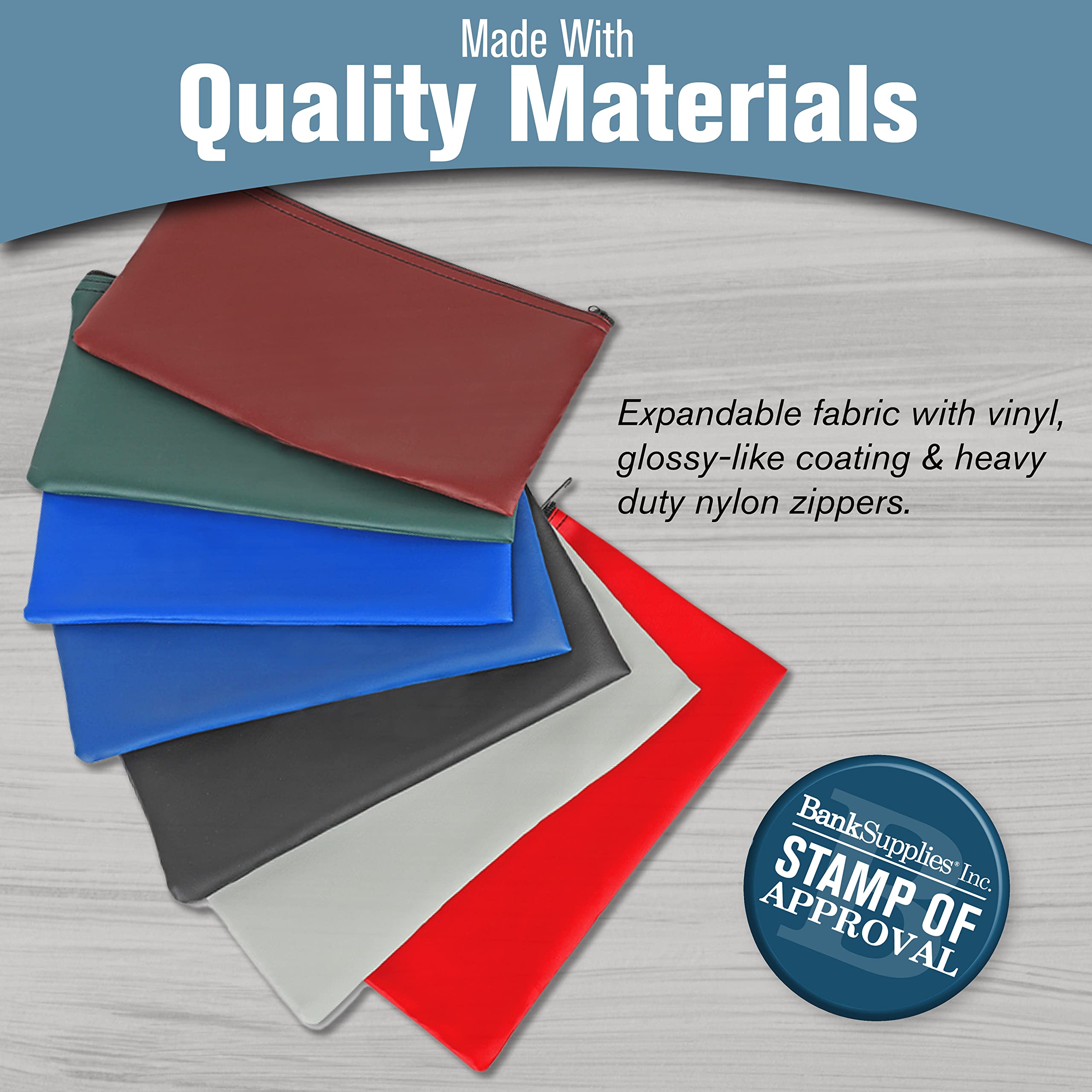 Burgundy Expanded Vinyl Reusable Deposit Bag - 11W x 6H