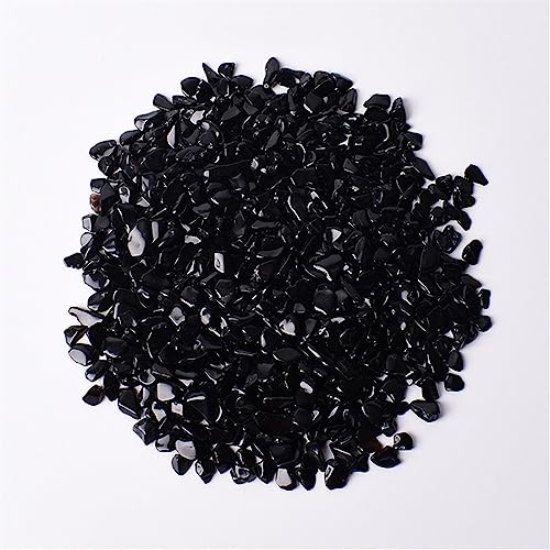 ERNZI Natural Stones Gravel Crystals Chip Quartz Ore Minerals Reiki Tumbled Agates Specimen Home Aquarium Fish Tank Decoration Household (Color : Obsidian, Size : 100g)