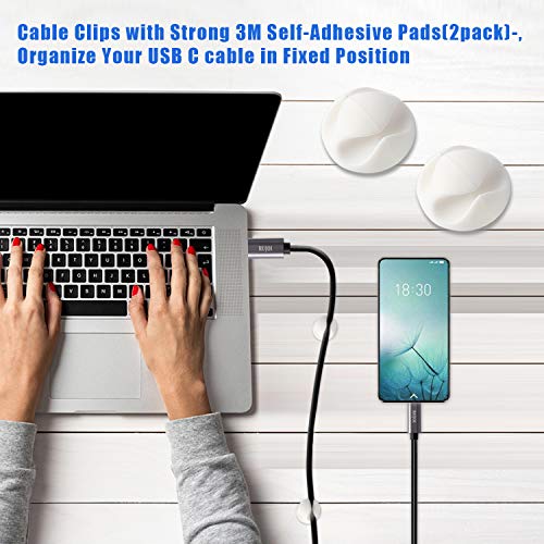 RUJOI Long USB C Cable 15FT with 100W Capacity, USB C to USC C 2.0 Cable Long 15 Feet Fast Charge Phone Cable 5A and 480Mps Data Speed, Cable Clip Included