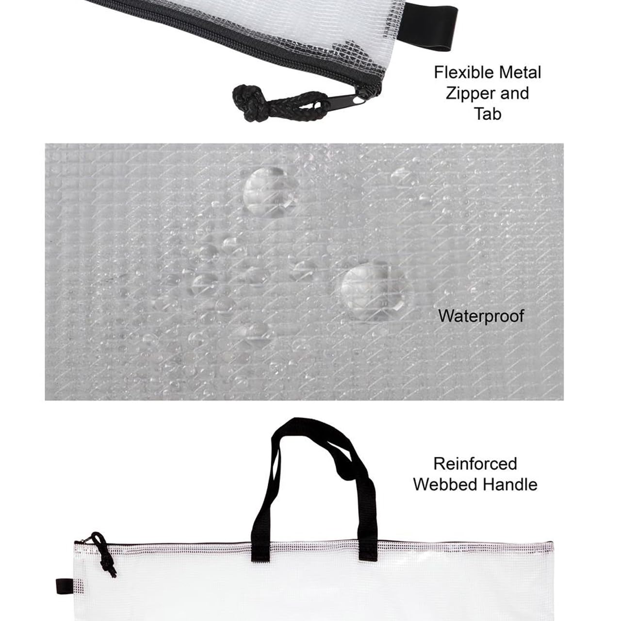 Pro Art Mesh Vinyl Zipper Bag, 15-inch x 18-inch Handle, Translucent