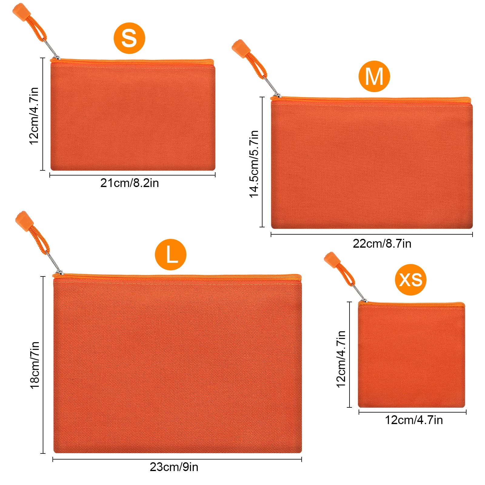 Fassave 12 Pack DIY Craft Cotton Canvas Bag, Multi-Purpose Cosmetic Bag Makeup Pouches with Zipper Travel Toiletry Bag Pen Pencil Bag (Multicolor, XS) (D003)