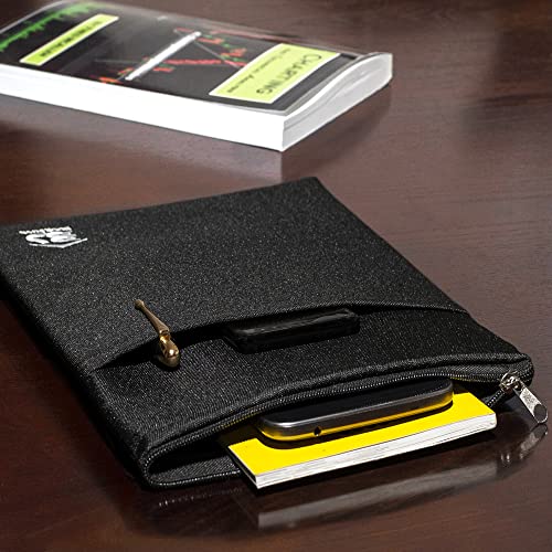 Book Sack Book Sleeve with Zipper – Book Protector. Paperback/Hardcover Book Carrying Case (Black Large)