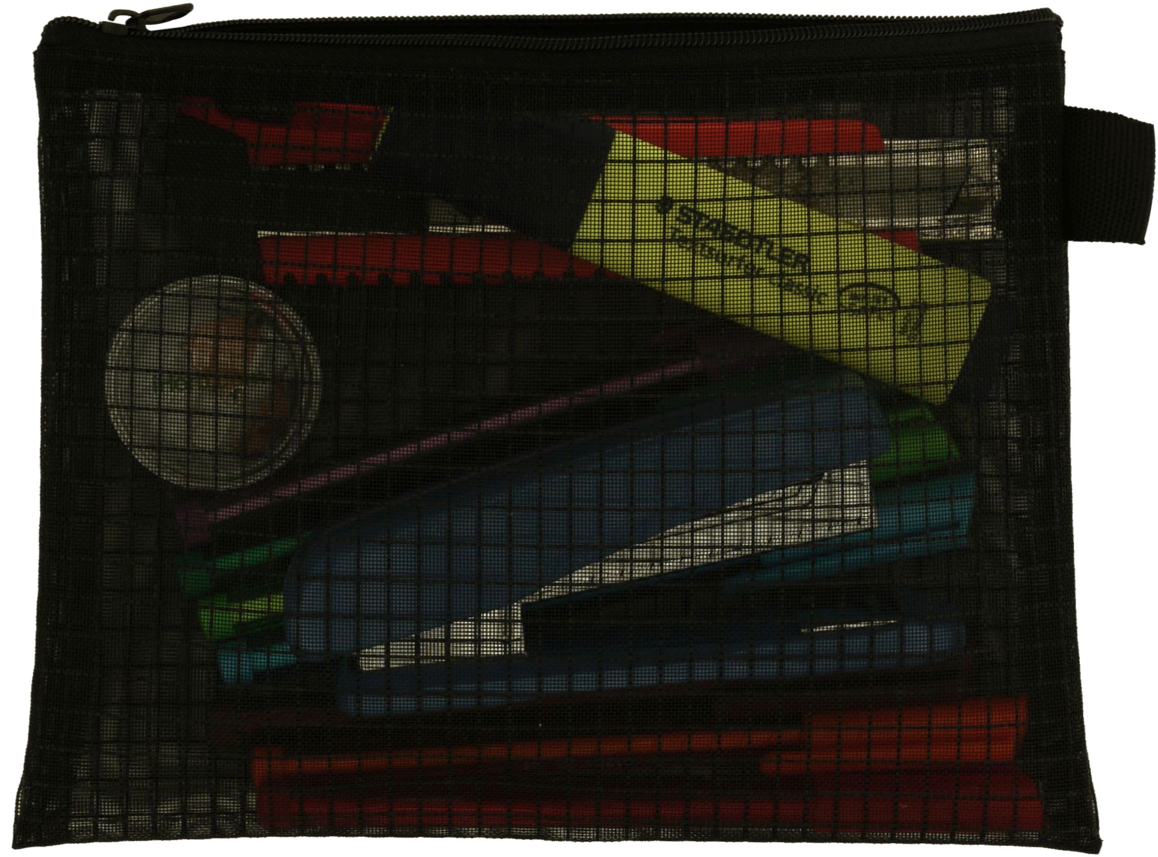 Mesh Bag With Zipper, Set Of 5, Organize Supplies, Cosmetics, Travel Accessories (6x8, Black)