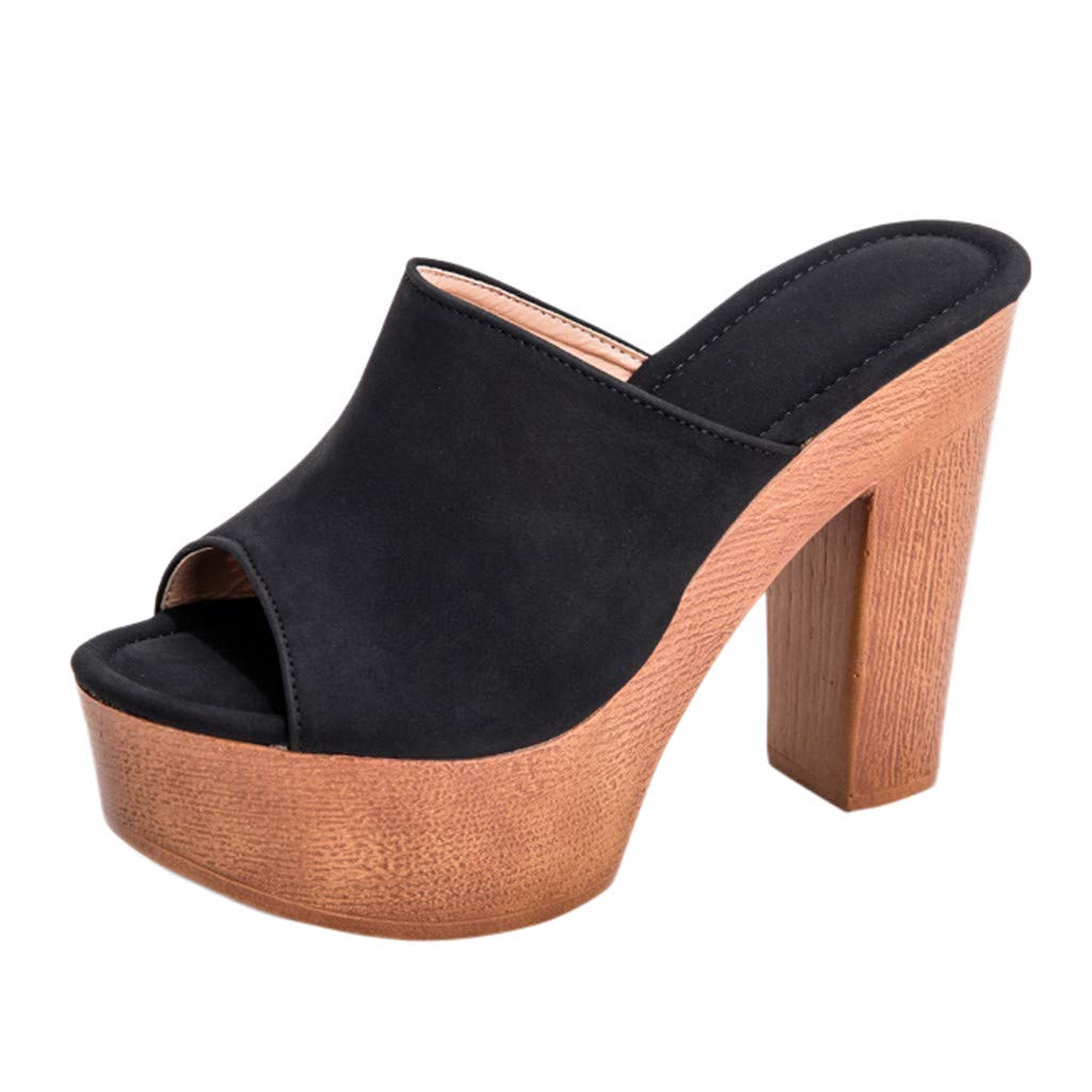 Aniywn Wedges Sandals for Womens Summer Shoes Thick-Soled High Heel Ladies Slip-On Shoes Fish Mouth Slipper