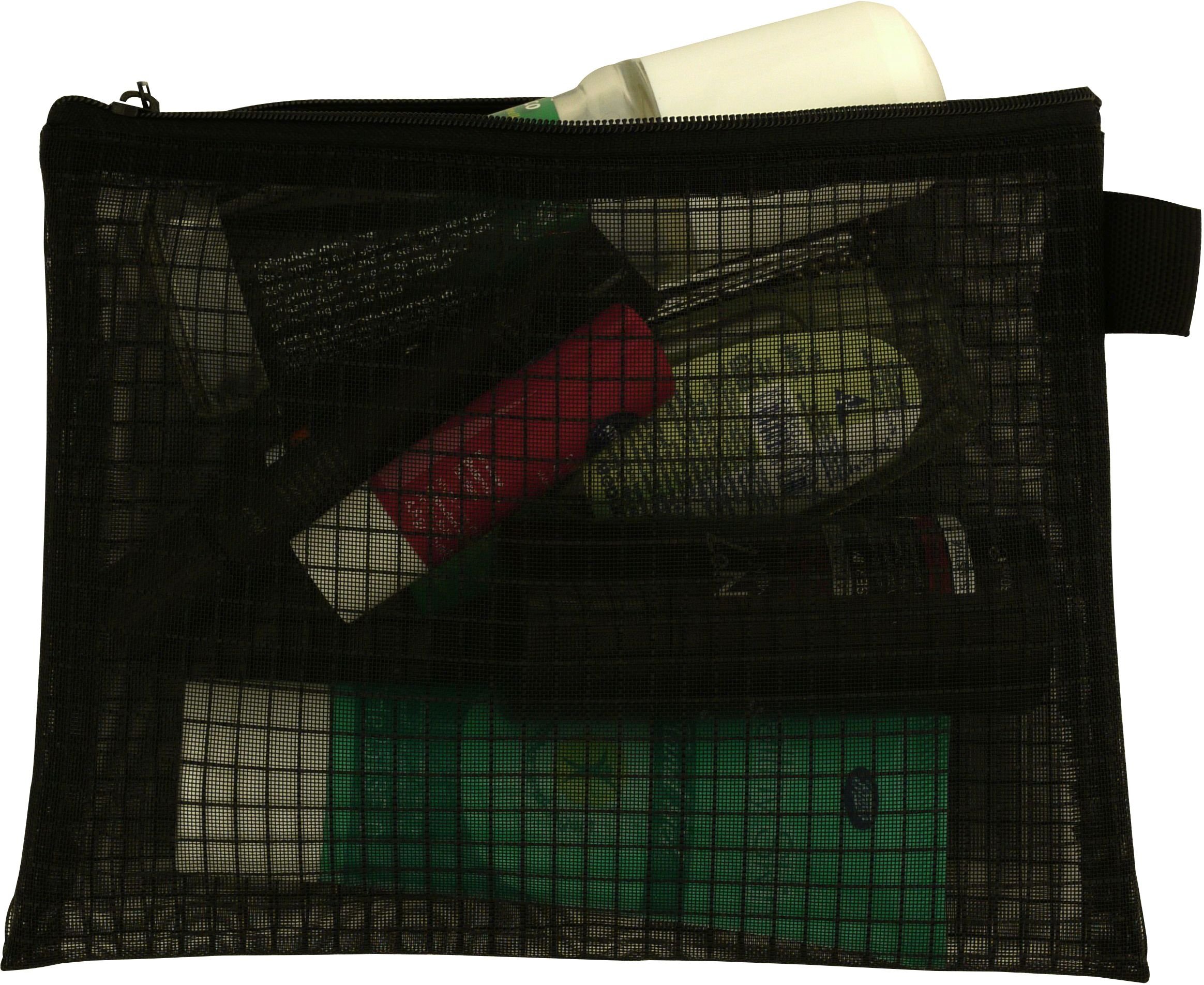 Mesh Bag With Zipper, Set Of 5, Organize Supplies, Cosmetics, Travel Accessories (6x8, Black)