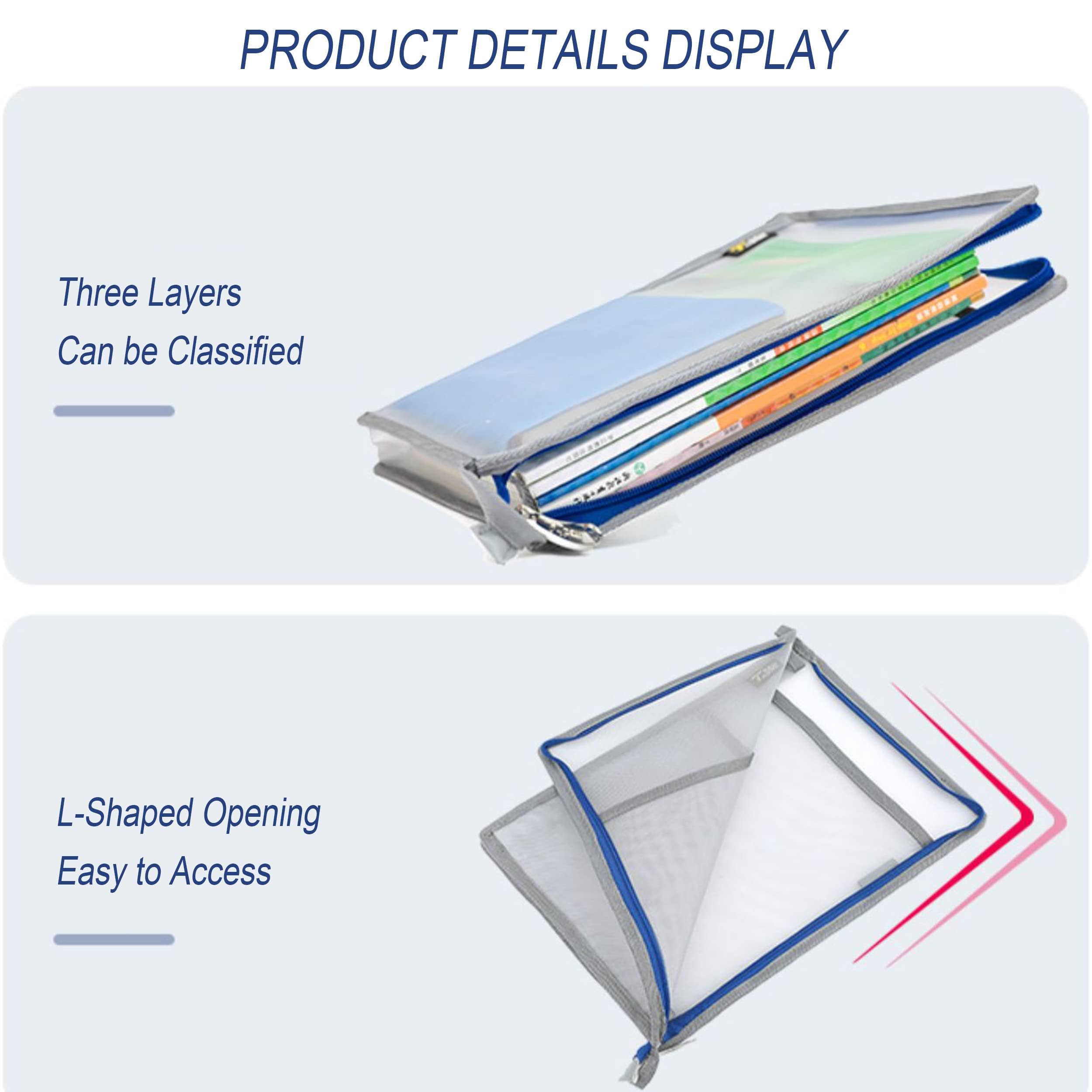 NEW TILAMI Mesh Zipper Pouch Bags - Durable high-Strength Nylon, Premium ABS Zipper - A4 Size Clear Mesh Bags with Zipper File Organization for School,Office,Travel (6 Pack)