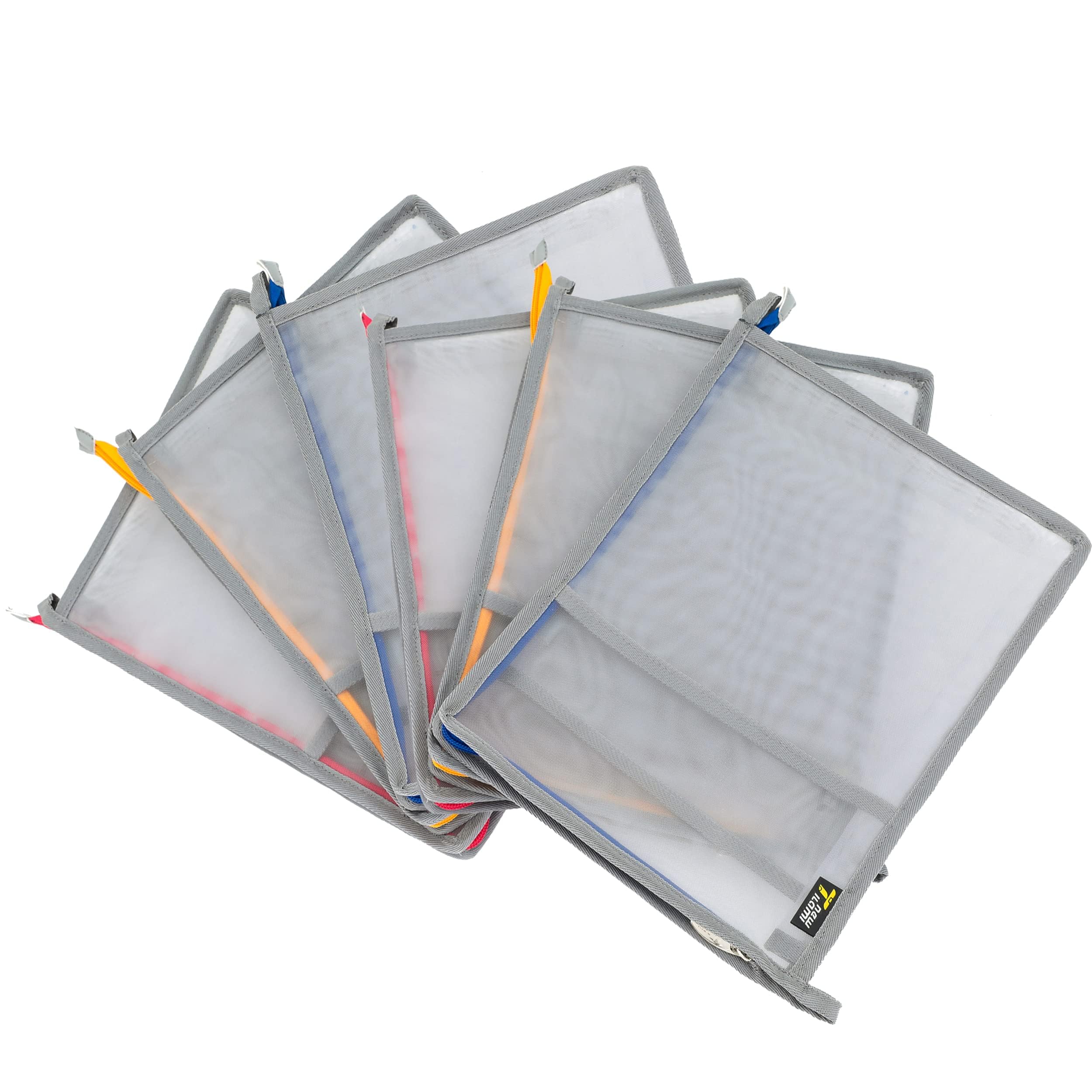 NEW TILAMI Mesh Zipper Pouch Bags - Durable high-Strength Nylon, Premium ABS Zipper - A4 Size Clear Mesh Bags with Zipper File Organization for School,Office,Travel (6 Pack)