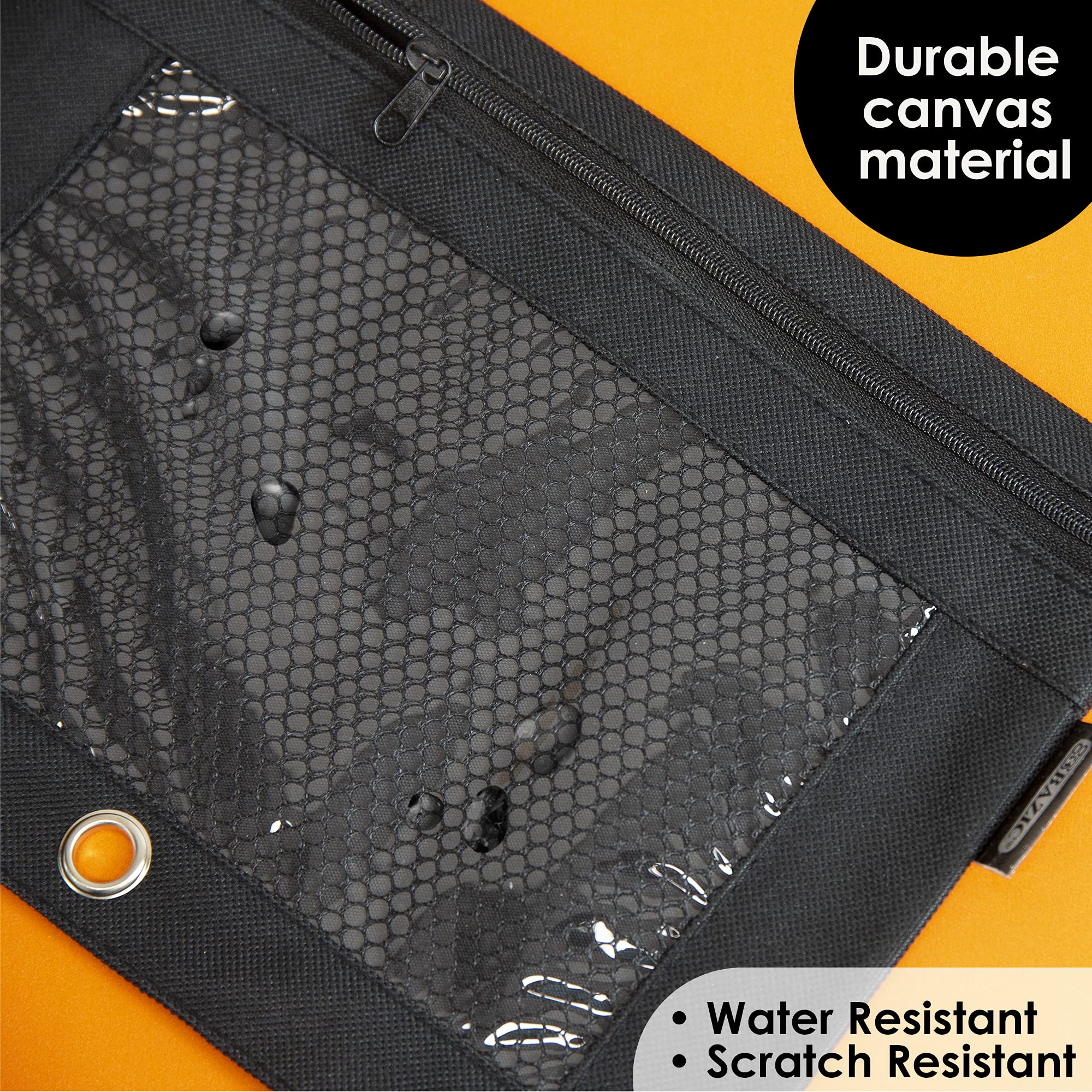 BAZIC Pencil Pouch 3 Ring Binder Pouch w/ Rivet Enforced Rings Hole, Black Mesh Window Zipper Pouches, 1-Count