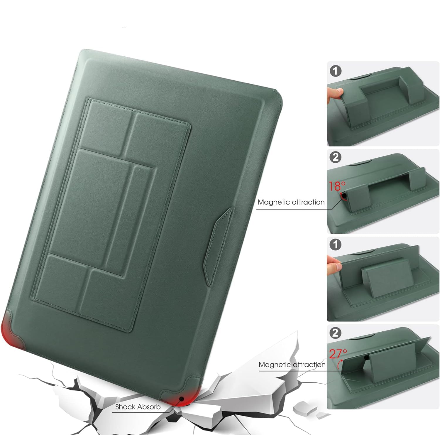 Hyfant Laptop Sleeve Case with Stand and Mouse Pad 17 Inch Laptop Case Chromebook Sleeve Leather Protective Cover for MacBook Pro/Air Dell HP Lenovo ThinkPad Samsung Asus Acer LG Laptops
