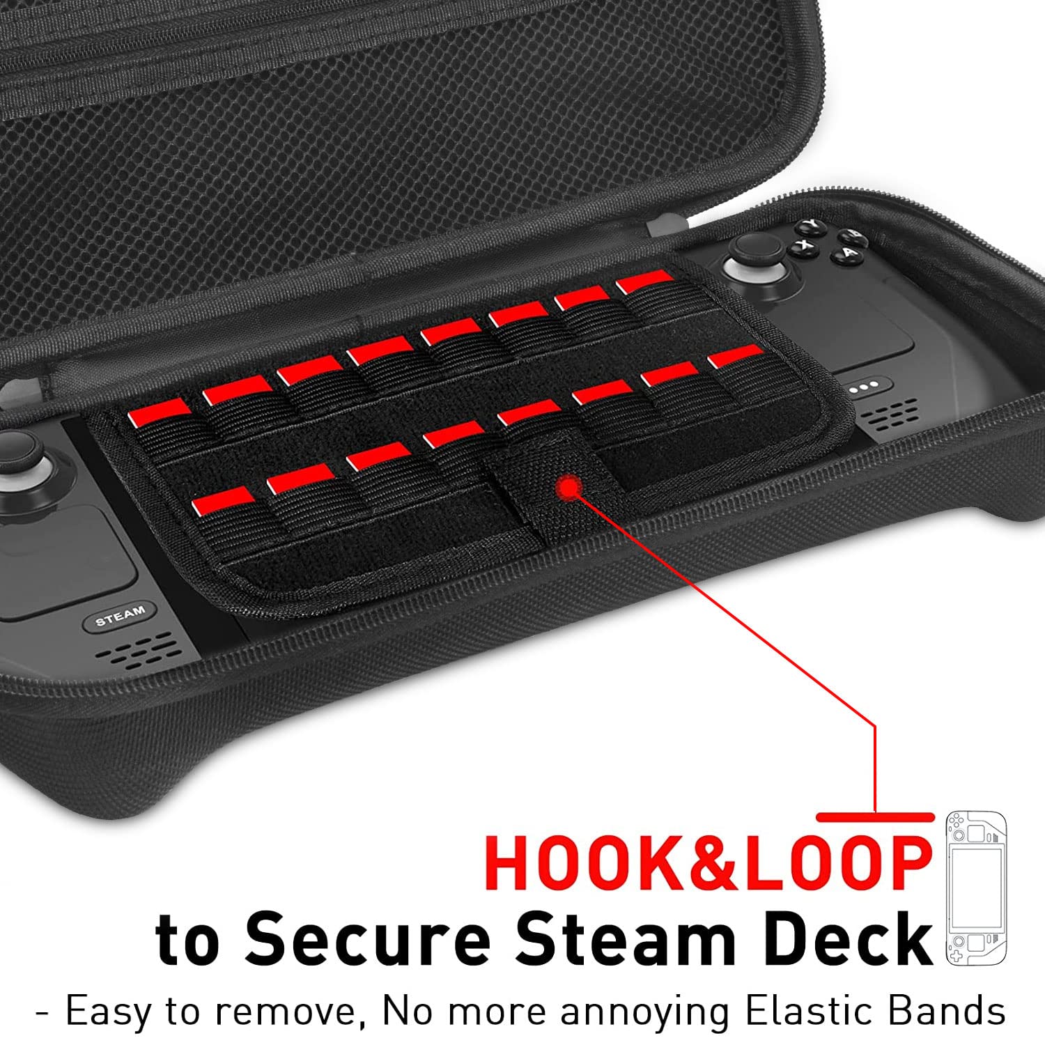 Emvaoal Carrying Case Compatible with Steam Deck, Fit Ac Adapter Chargers, with 16 SD Games Cartridges Portable Travel Carrying Case Pouch for Steam Deck Console & Accessories
