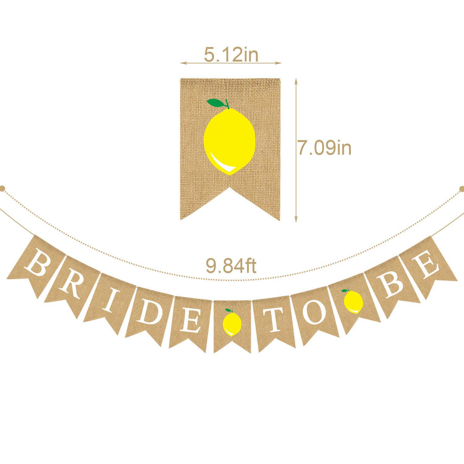 Rainlemon Bride to Be Banner Jute Burlap Lemon Bridal Shower Lemonade Party Decoration
