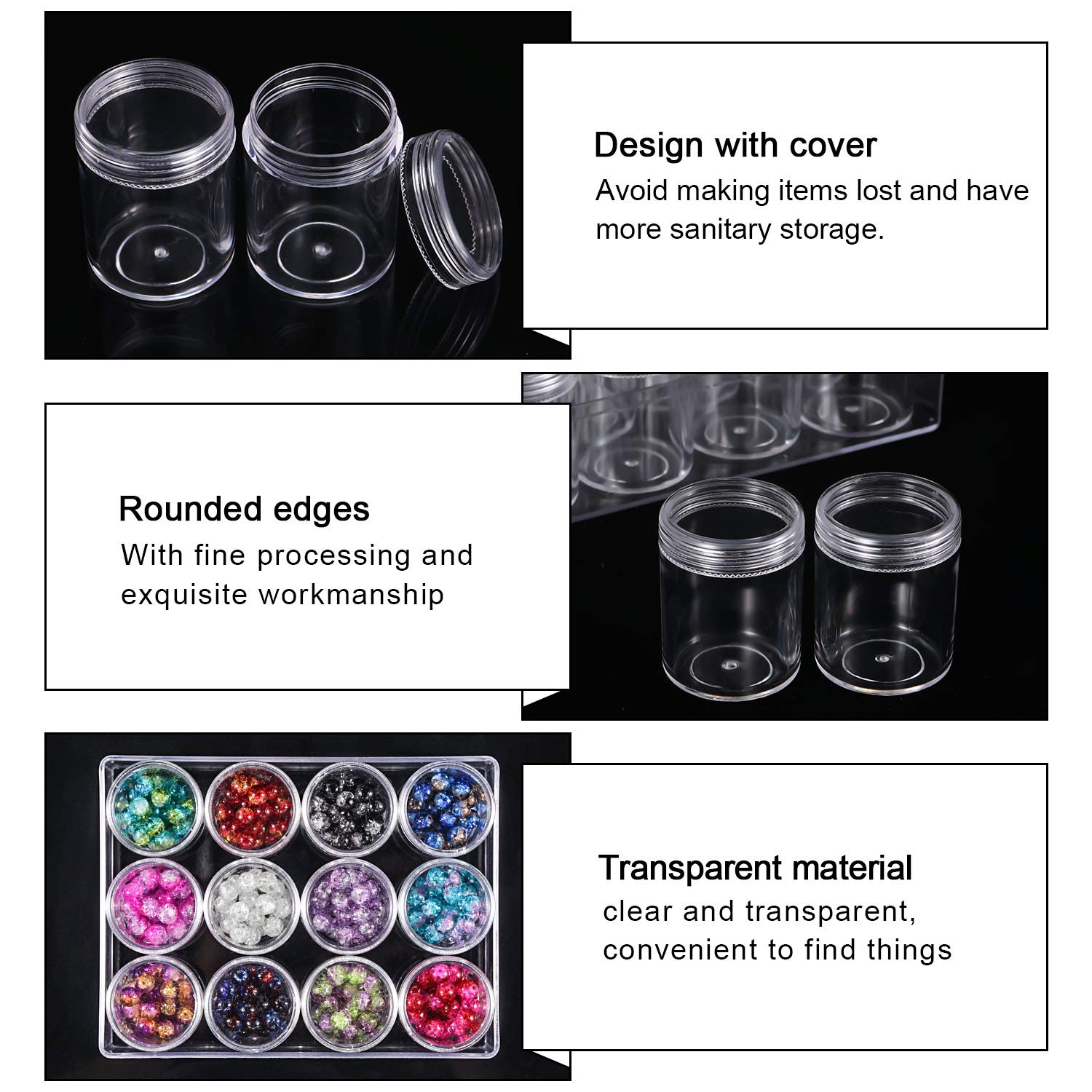 Blulu Clear Bead Organizer Bead Storage Containers Set with 12 Boxes, 1.9 x 1.5 Inches (1.9 x 1.5 Inches)