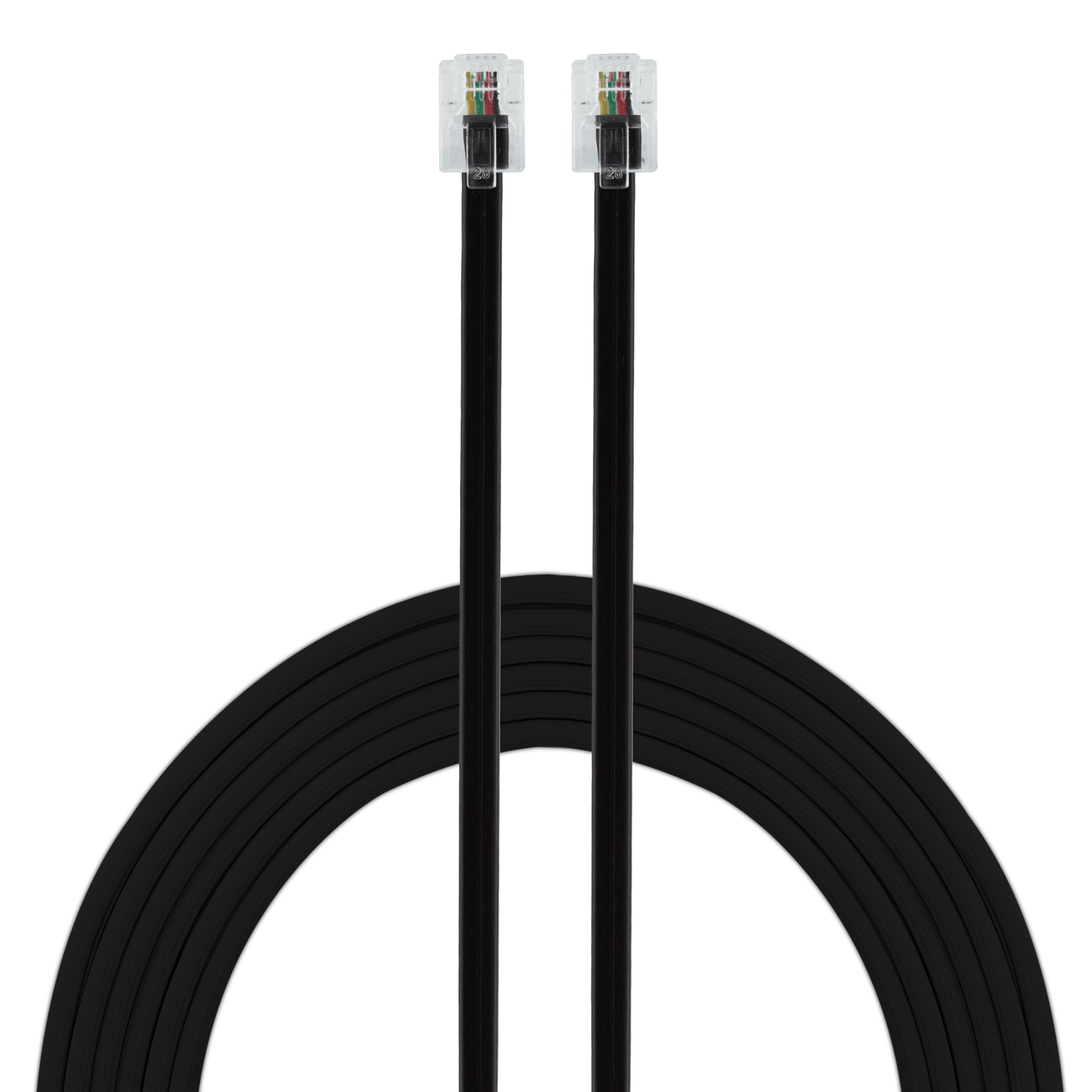 Power Gear Telephone Line Cord, 15 Feet, Phone Cord, Modular Jack Ends, Works for Phone, Modem or Fax Machine, for Use in Home or Office, Black, 76579