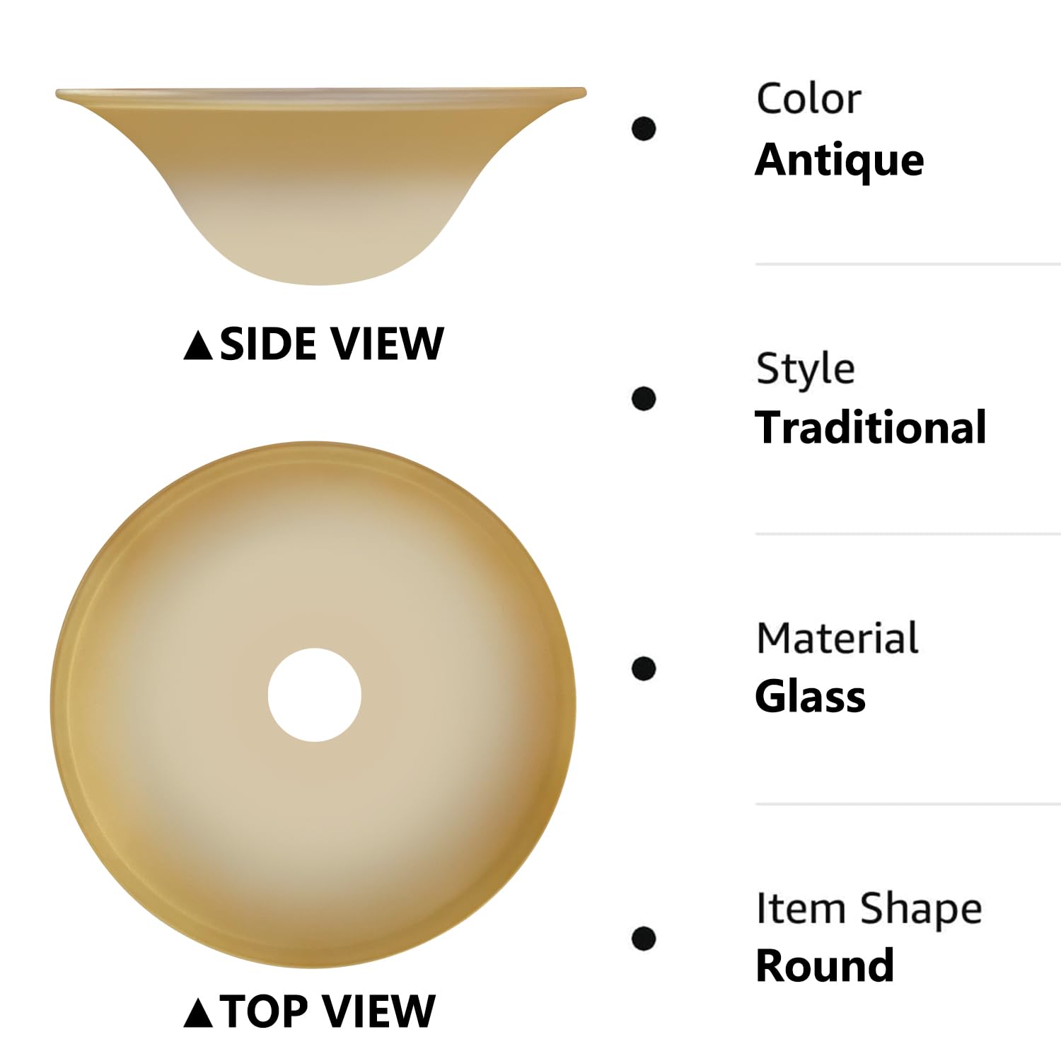 Antique Glass Lamp Shade for Floor lamp, Alabaster Torchiere Lamp Shade Replacement, Floor Lamp Replacement Parts (Antique, 12'')