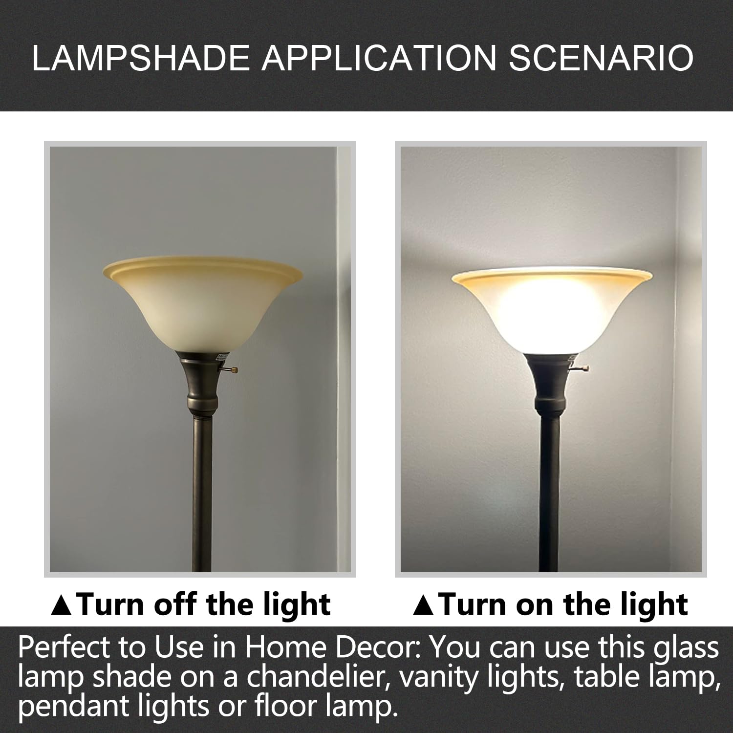 Antique Glass Lamp Shade for Floor lamp, Alabaster Torchiere Lamp Shade Replacement, Floor Lamp Replacement Parts (Antique, 12'')
