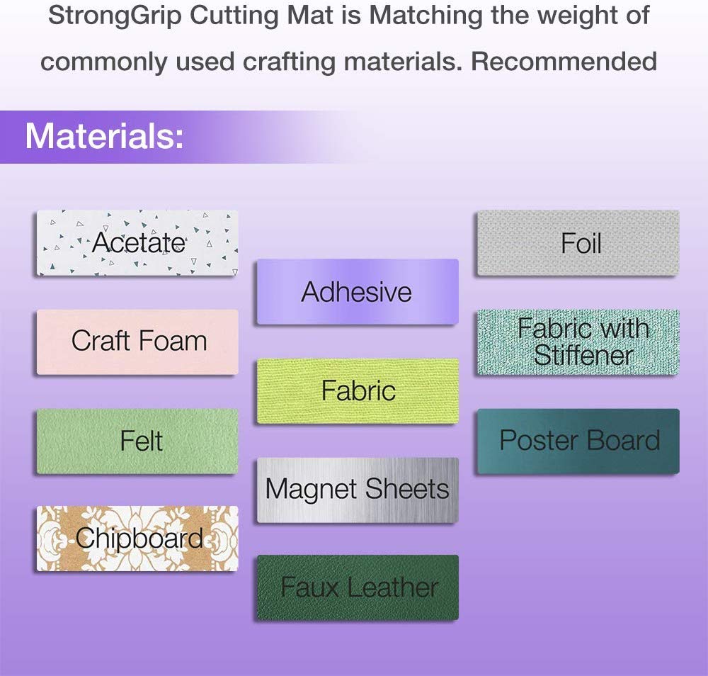 REALIKE 12x12 Cutting Mat for Silhouette Cameo 3/2/1 (3 Mats - StandardGrip, LightGrip, StrongGrip), Gridded Adhesive Non-Slip Cut Mat for Crafts, Quilting, Sewing, Scrapbooking and All Arts