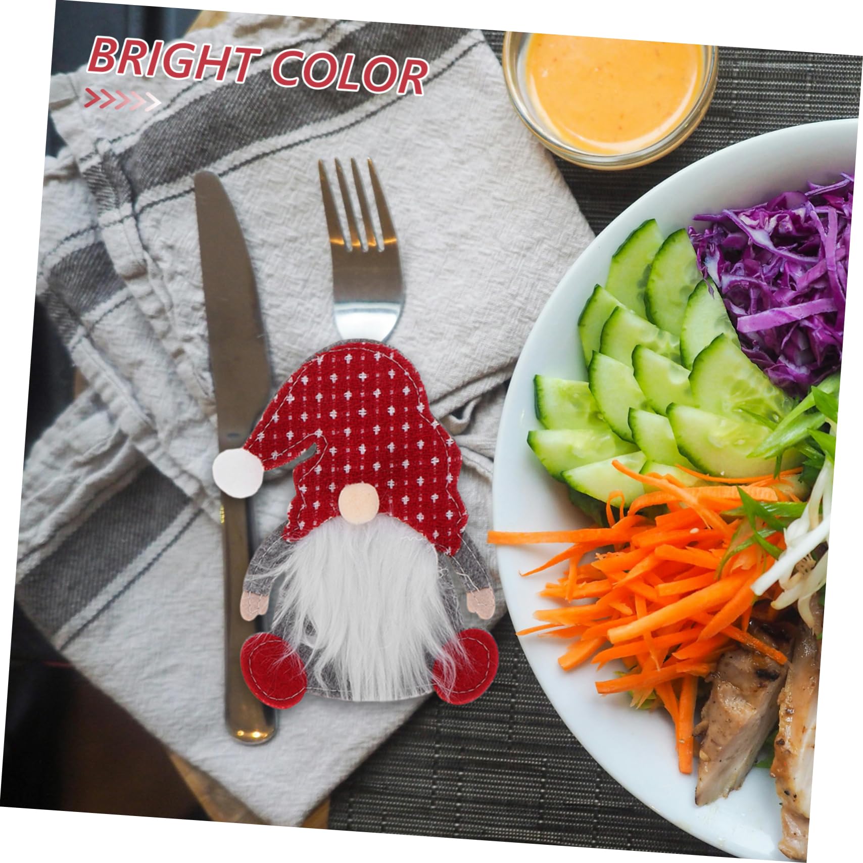 Kichvoe Christmas Cutlery Bags 12pcs Gnome Tableware Pouch Xmas Flatware Holder Cover Holiday Table Chopsticks Spoon Fork Pouches for Christmas Table Decoration