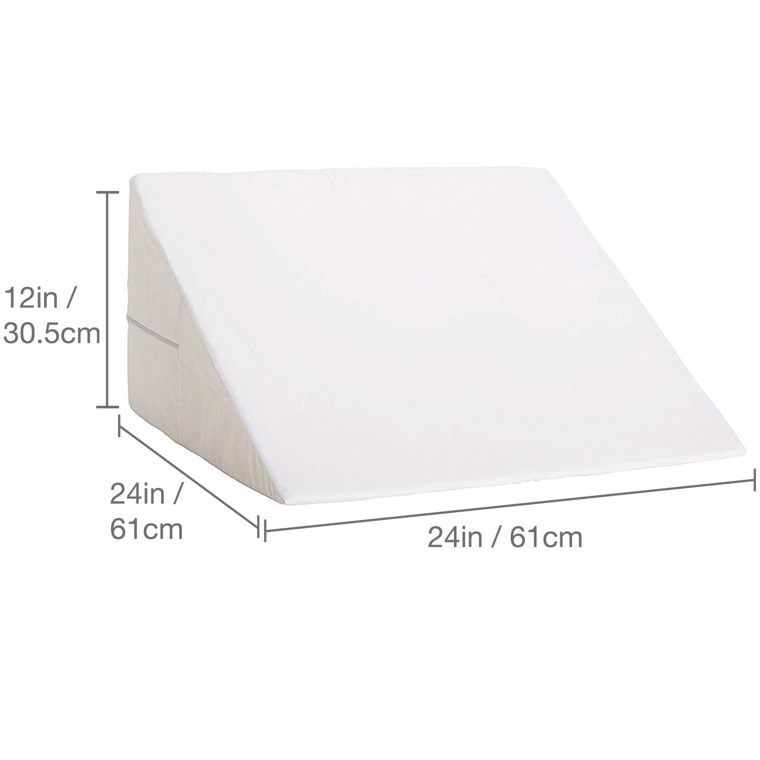 DMI Bed Wedge Pillow and Triangle Wedge with Elevated Incline for Neck Pain, Headaches, Reflux, Shoulders, Back Pain, Foot Support, Knee Pain or Restless Leg Syndrome, 24x24x12 inches, White