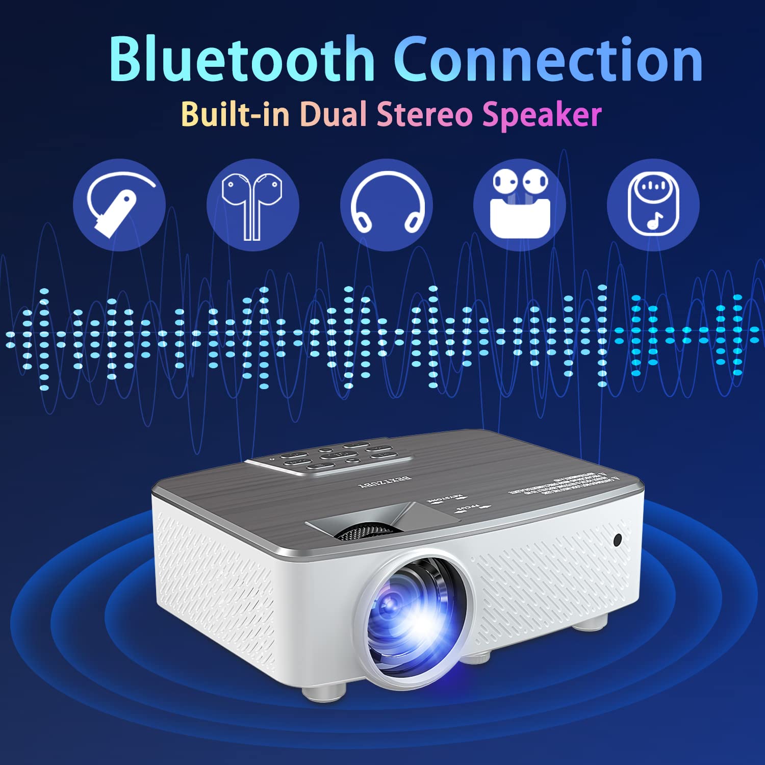 WiFi Bluetooth Projector, Native 1080P HD Movie Projector with Carrying Case, 9500LM 4K Supported 200" Display Home Theater, Compatible with iOS/ Android/ Xbox/ PS5/ TV Stick/ HDMI…