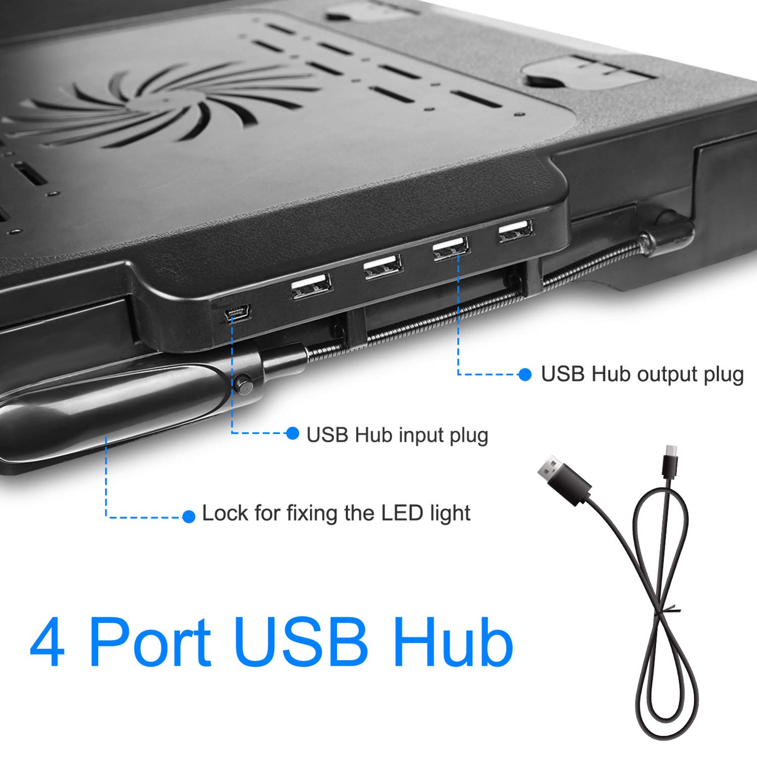 Moclever Laptop Table for Bed-Multi-Functional Laptop Bed Table Tray with Internal Cooling Fan & 2 Independent Laptop Stands-Foldable & 3 Different Height Laptop Desk-LED Lamp-4 Port USB