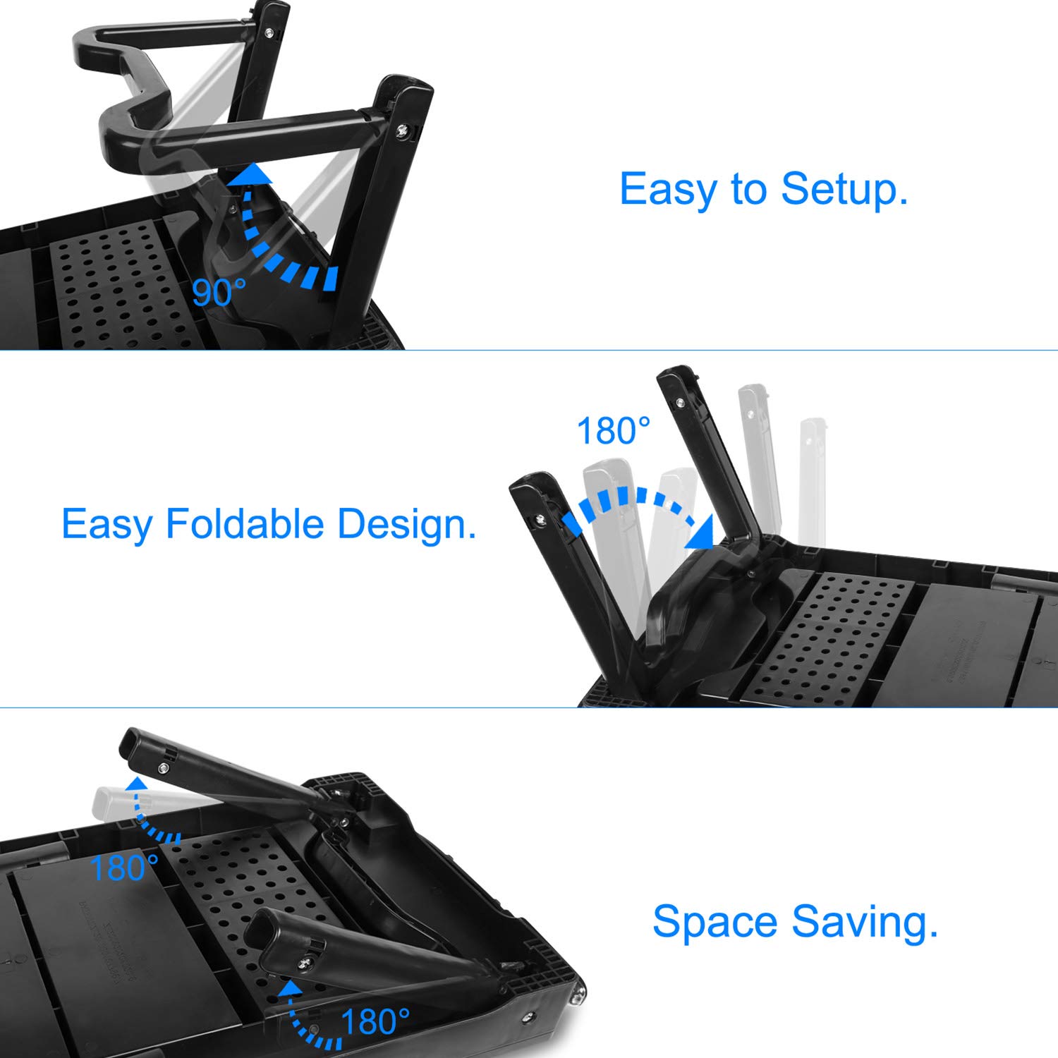 Moclever Laptop Table for Bed-Multi-Functional Laptop Bed Table Tray with Internal Cooling Fan & 2 Independent Laptop Stands-Foldable & 3 Different Height Laptop Desk-LED Lamp-4 Port USB