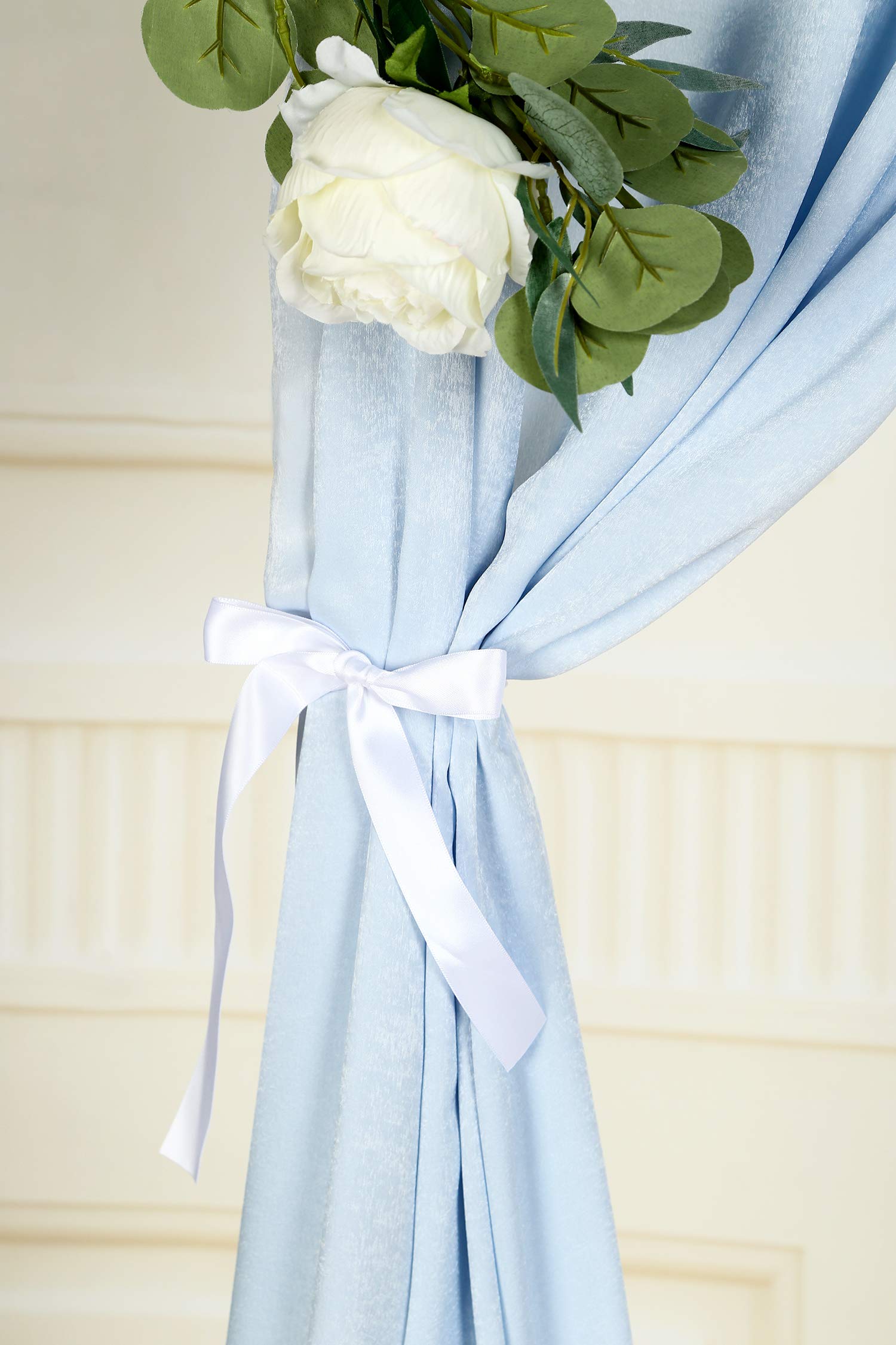SHERWAY 9.6 Feet x 10 Feet Light Blue Silky Soft Curtain Wedding Backdrop Drapes, Slightly Shiny Satiny Window Curtains for Party Ceremony Decoration