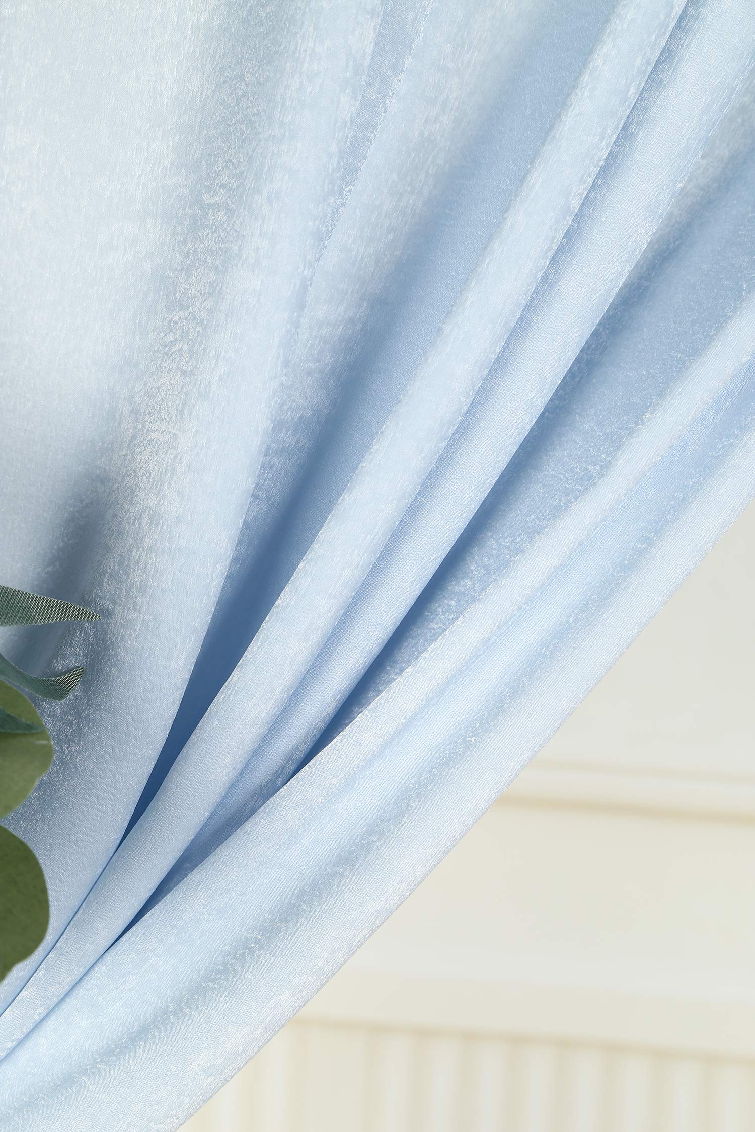 SHERWAY 9.6 Feet x 10 Feet Light Blue Silky Soft Curtain Wedding Backdrop Drapes, Slightly Shiny Satiny Window Curtains for Party Ceremony Decoration