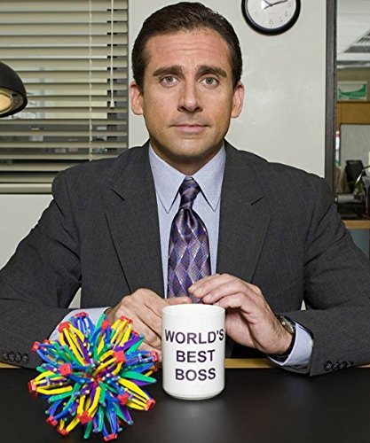 NBC The Office World's Best Boss Dunder Mifflin Ceramic Mug, White 15 oz - Official Michael Scott Mug As Seen On The Office