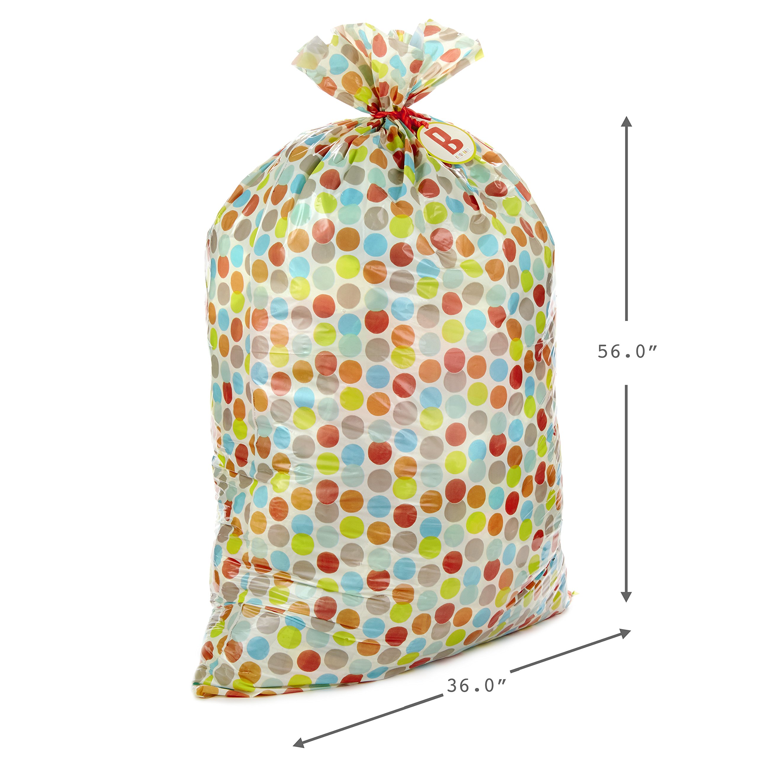 Hallmark 56" Jumbo XL Plastic Gift Bag (B is for Baby, Multicolor Dots) for Baby Showers, New Parents and More