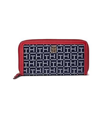 Tommy Hilfiger Liv II Zip Around Wallet Square Monogram Jacquard Navy/White One Size
