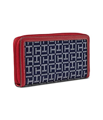 Tommy Hilfiger Liv II Zip Around Wallet Square Monogram Jacquard Navy/White One Size