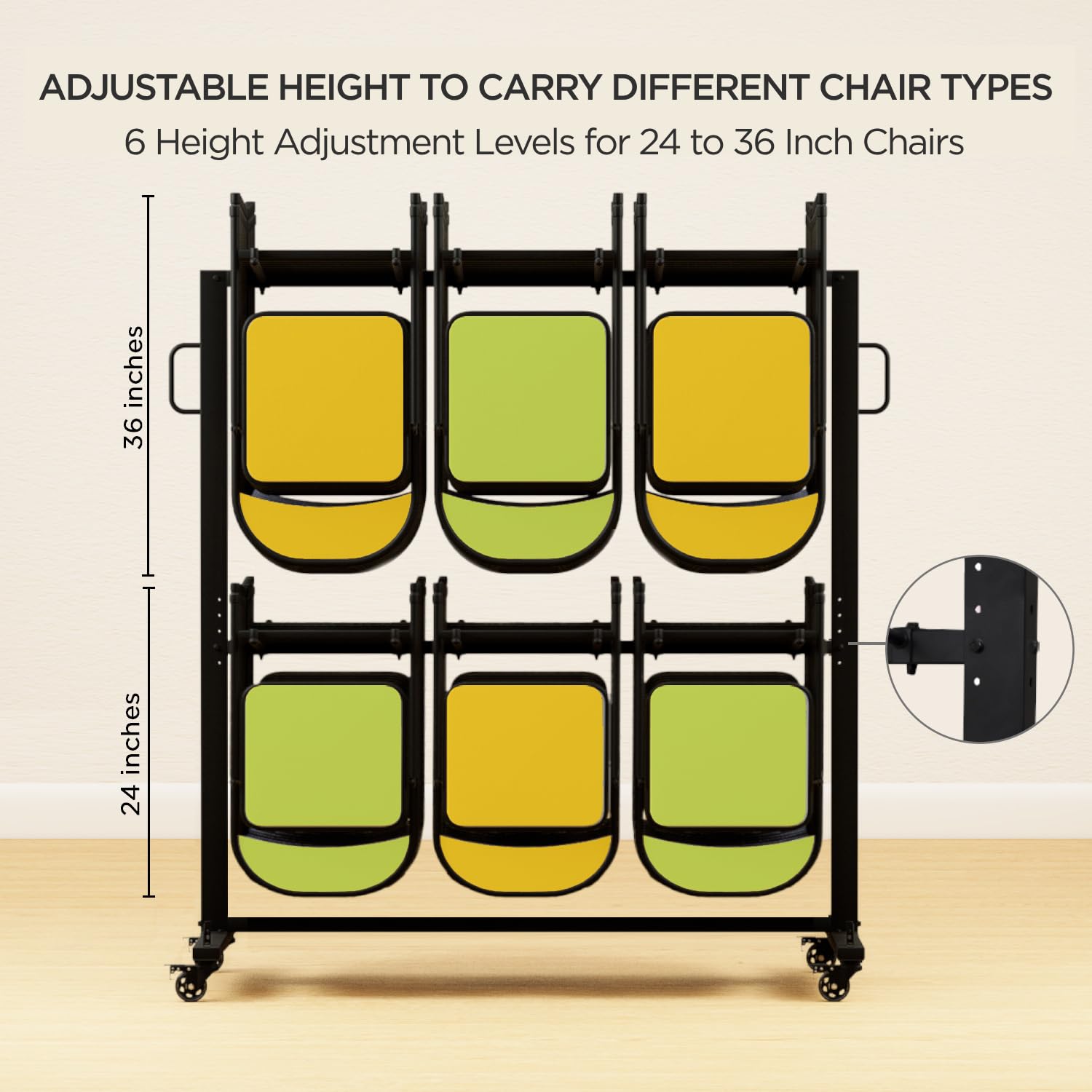 Folding Chair Rack Folding Chair Cart with Capacity 84 Folding Chair Storage Rack 360° Rubber Locking Wheels Weatherproof Cover Mobile Chair Dolly for Stackable Chairs Folding Tables and Chairs