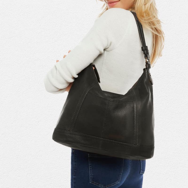 American Leather Co. - Hudson Hobo Handbag - Gorgeous Design and Superbly Fashionable - Black Smooth