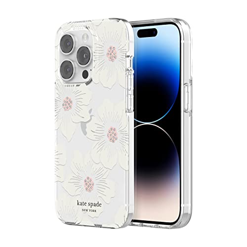 kate spade new york Protective Hardshell Case Compatible with Apple iPhone 14 Pro - Hollyhock Floral Clear [KSIPH-223-HHCCS]