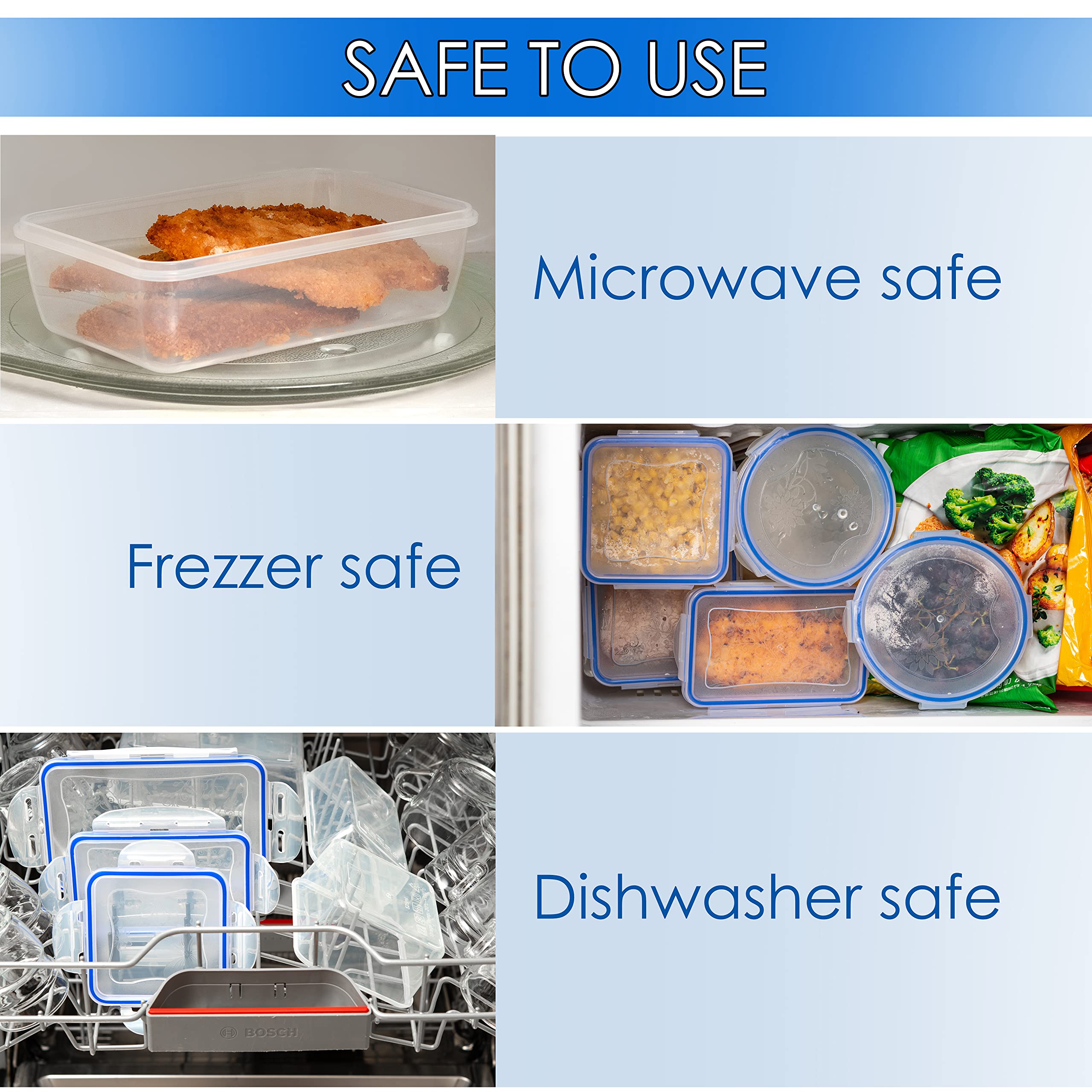 Moss & Stone Air Tight 16 Piece Plastic Food Storage Containers with Lids, Safe Lunch Box Set For DIshwasher and Microwave, Leak Proof Storage Containers For Food- BPA Free