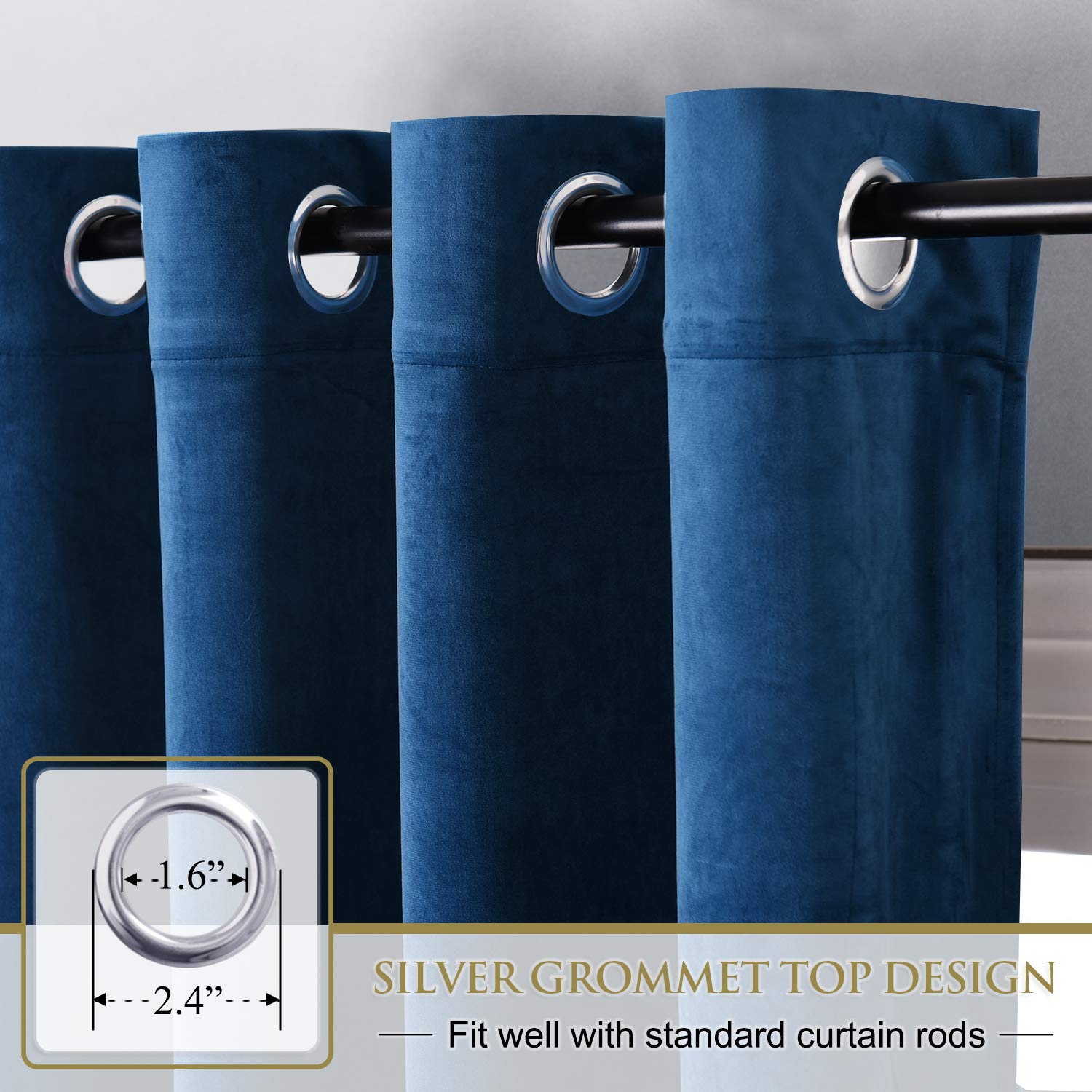 StangH Velvet Curtain 108 inches Long - Thick Soft Blackout Velvet Fabric Large Window Panel Drapes High Ceiling Wall Backdrop Panel for Living Room, Royal Blue, 100 by 108 inches Long, 1 Piece