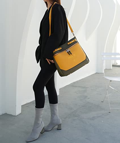 MKF Collection Shoulder Bag for Women, Two Tone Vegan Leather Fashion Hobo Handbag Messenger Purse
